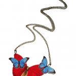 Red Butterfly Necklace, Blue Butterfly, Wooden Necklace, Statement ...